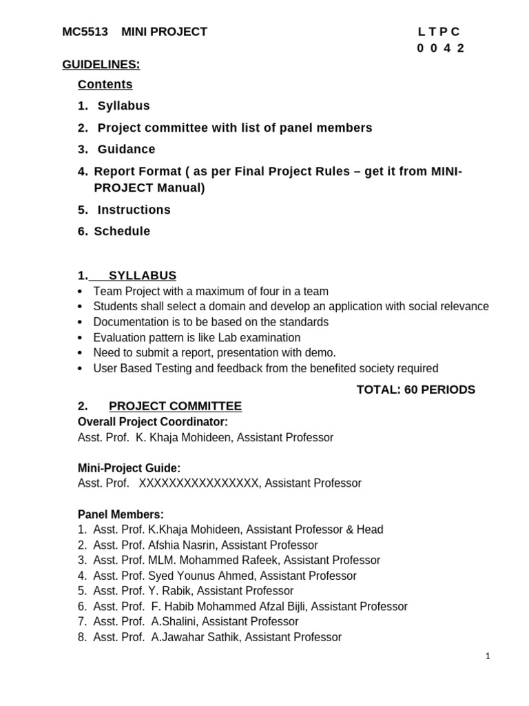 Mc5513 Mini Project Manual | PDF