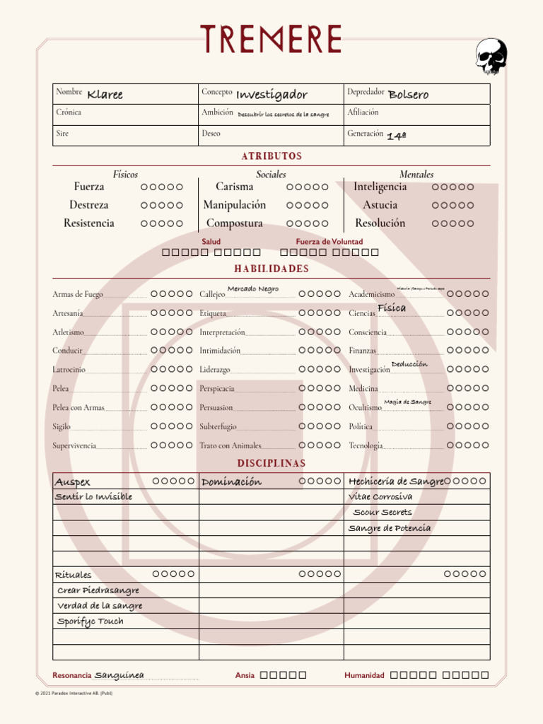 Tremere V5 Editable | PDF
