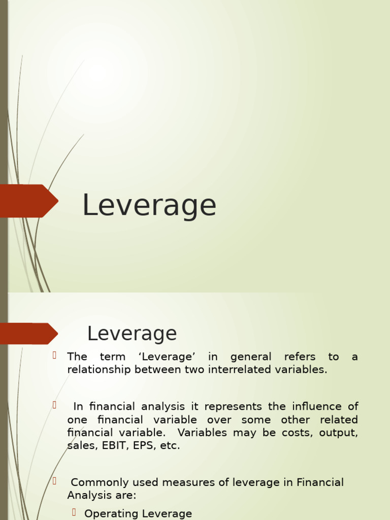 Leverage | PDF | Leverage (Finance) | Capital Structure