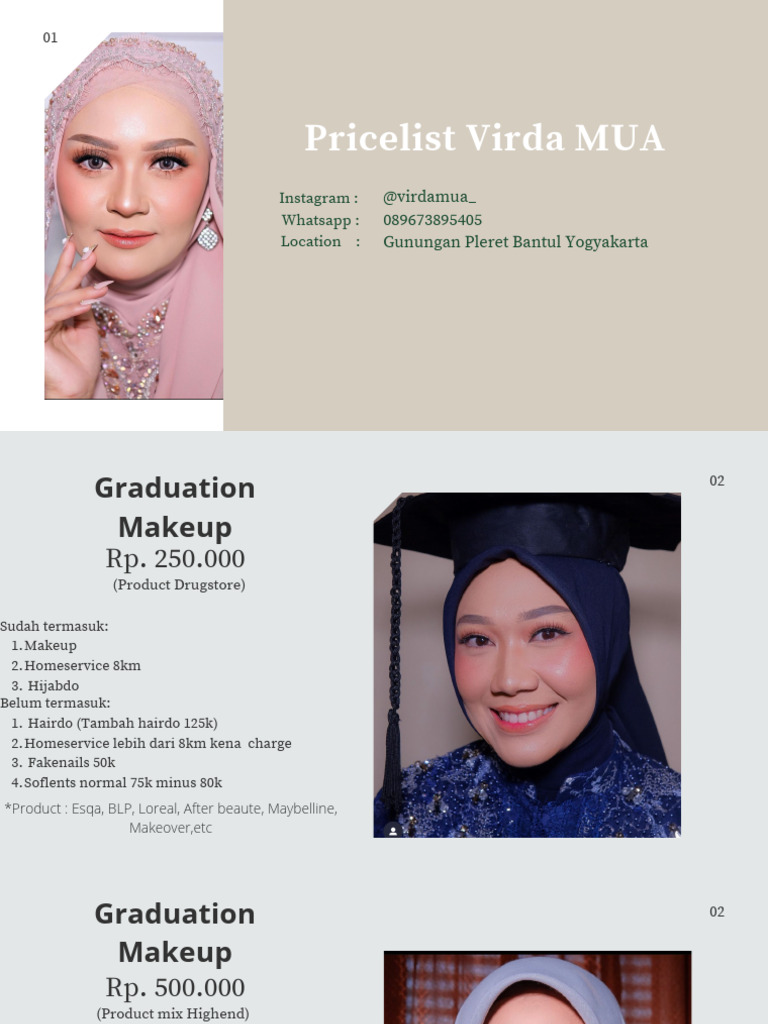 Virda MUA Graduation Makeup Pricelist | PDF
