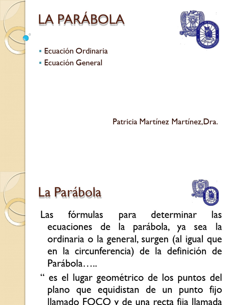 2 Explicacion Ecuaciones De La Parabola Pdf Geometria Clasica 1914