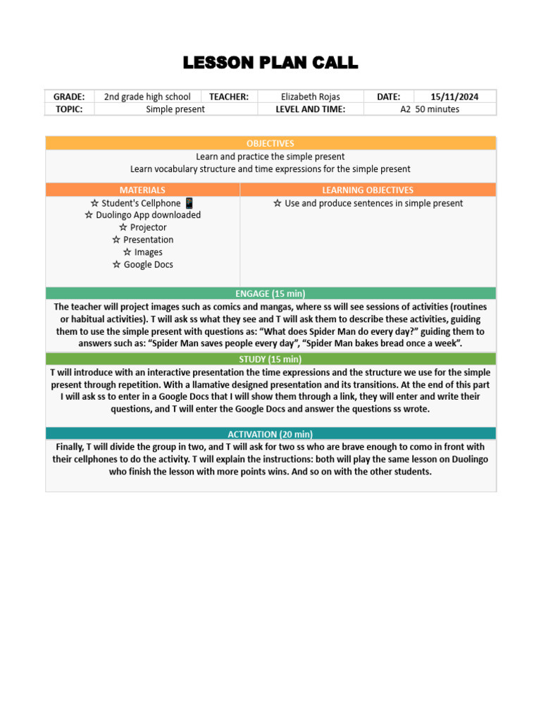 Plan de Clase PDF | PDF | Behavior Modification | Cognition
