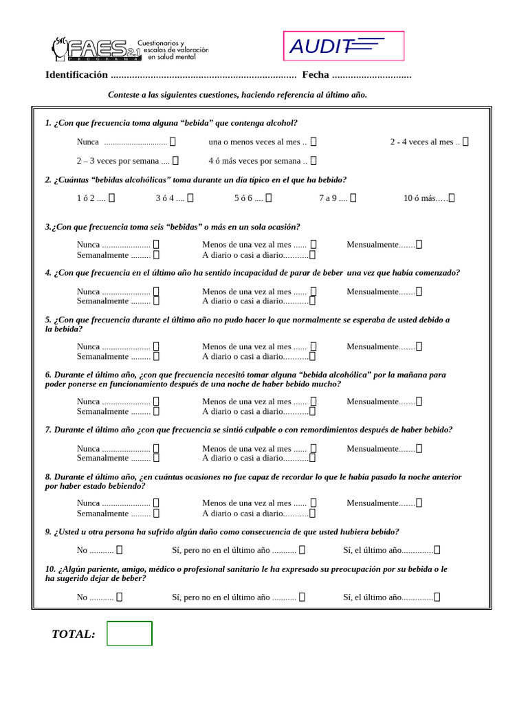 Test AUDIT (Formato) | PDF