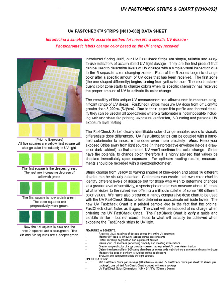 UV FastCheck Strips for UV Measurement | PDF | Ultraviolet ...