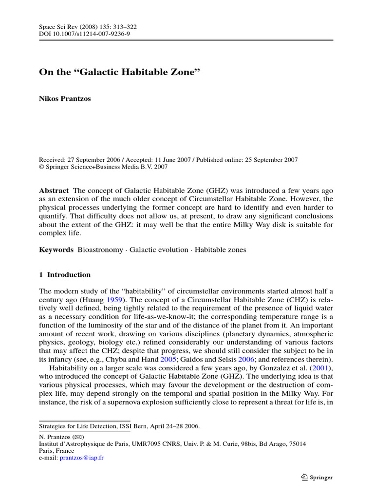 On The Galactic Habitable Zone | PDF | Planetary Habitability | Milky Way