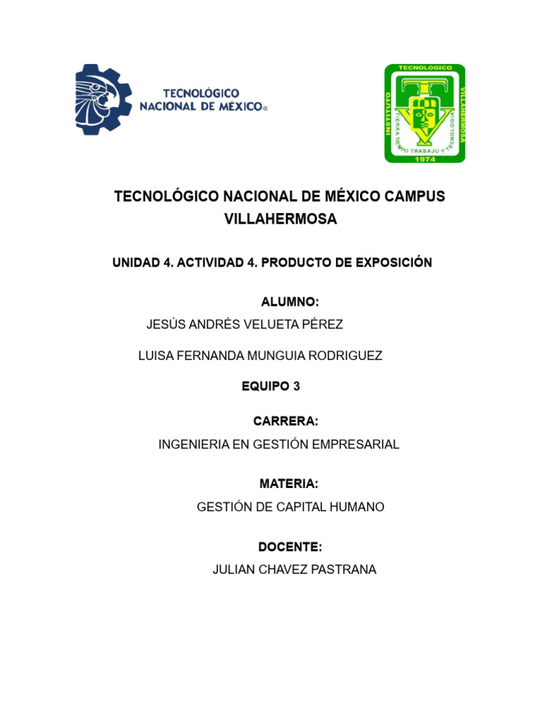 A4 U4 Resumen E2 | PDF | Gestión de recursos humanos | Business