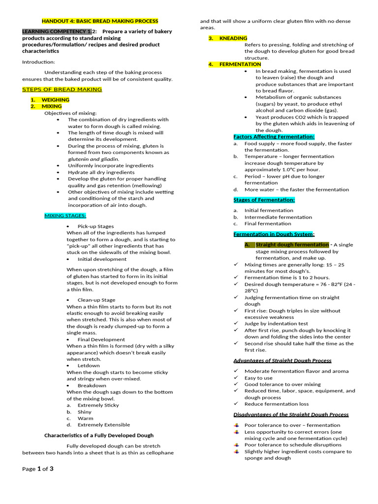 Basic Bread Making Process | PDF | Breads | Gluten