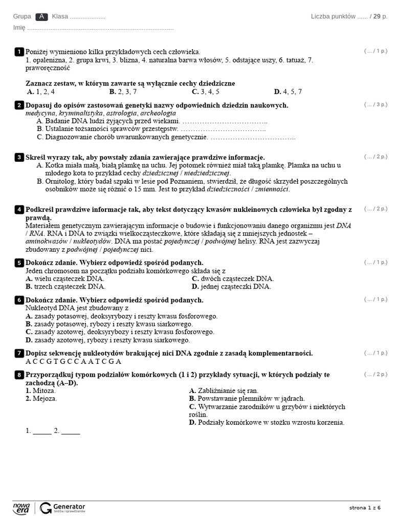 Genetyka 8b Test Ekowydruk Pdf