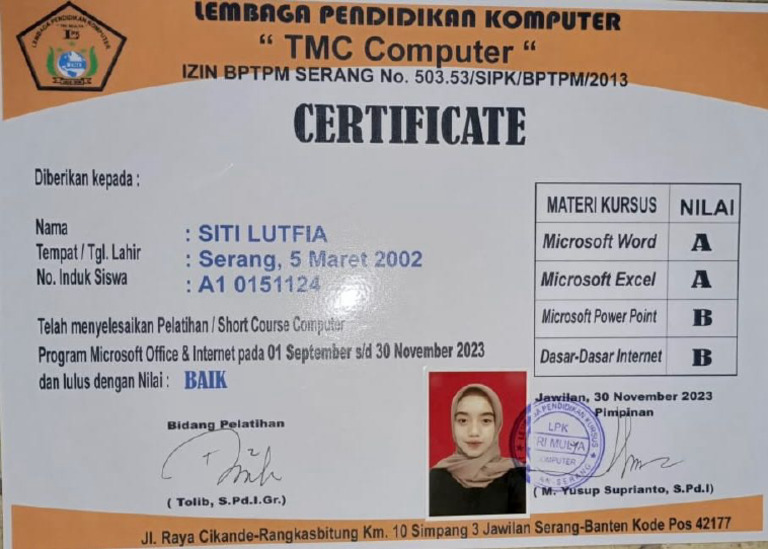 Sertifikat Komputer | PDF