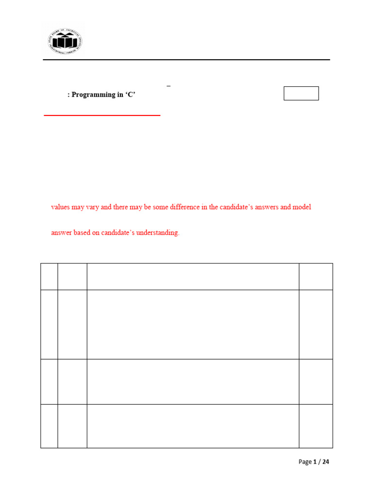 Model Answer Paper Summer 2018 | PDF | Pointer (Computer Programming) | Integer (Computer Science)