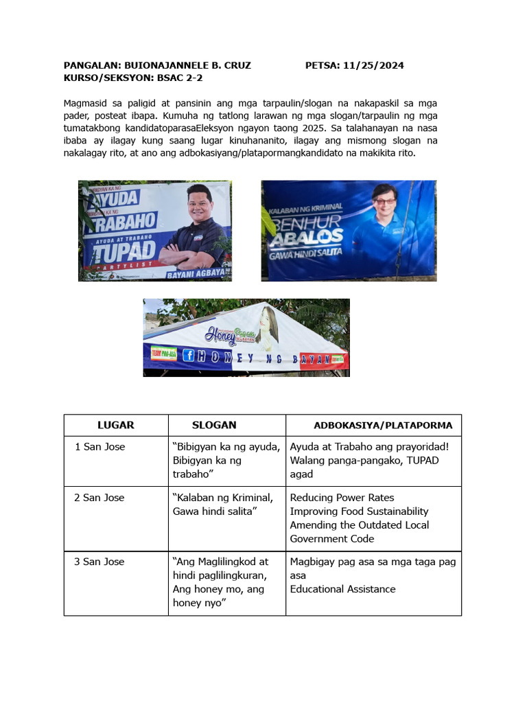 Mga Slogan (Eleksyon 2025) | PDF