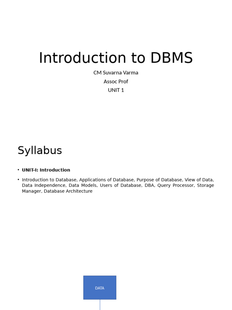 Unit1_DBMS | PDF | Databases | Relational Database Unit1_DBMS | PDF | Databases | Relational Database
