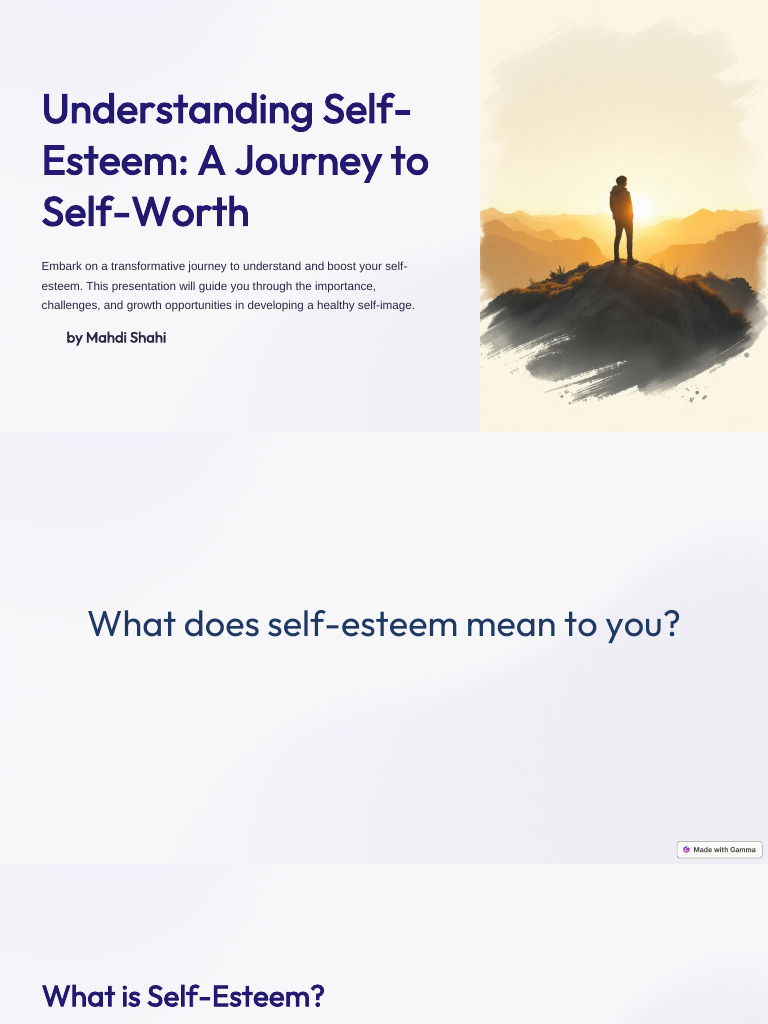 Understanding Self Esteem A Journey To Self Worth | PDF | Self Esteem ...