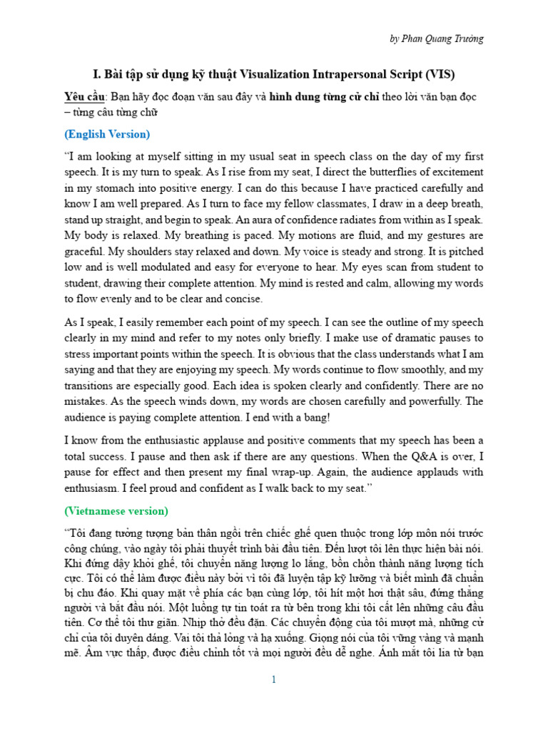 Bài Tập Sử Dụng PP Visualization Trong Public Speaking | PDF