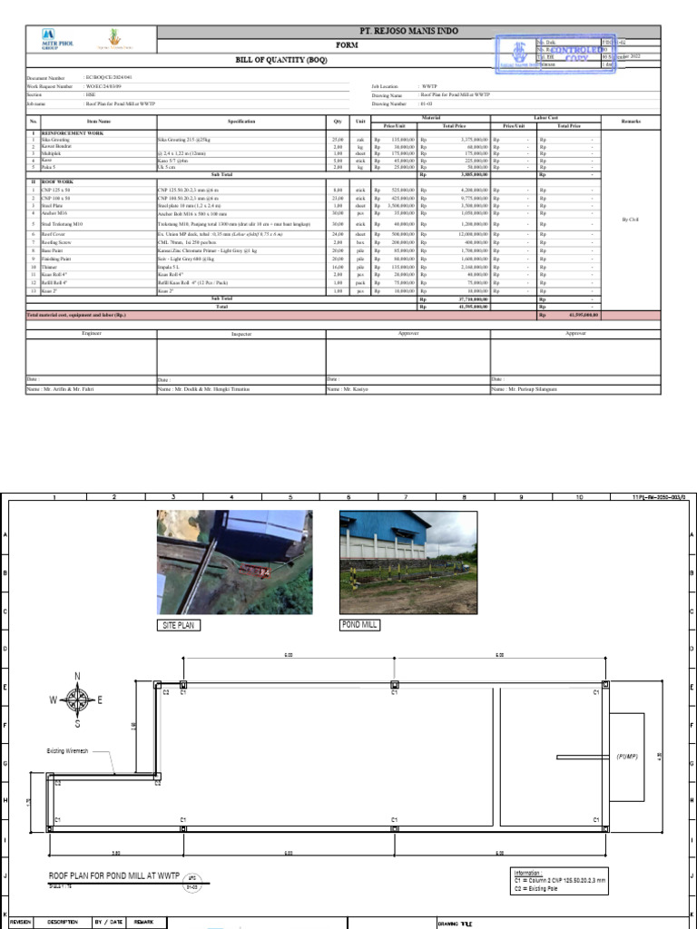 Roof Plan For Pond Mill at WWTP | PDF | Building Materials