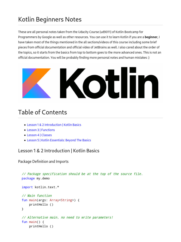 Kotlin Beginners Notes | PDF | Integer (Computer Science) | Computing