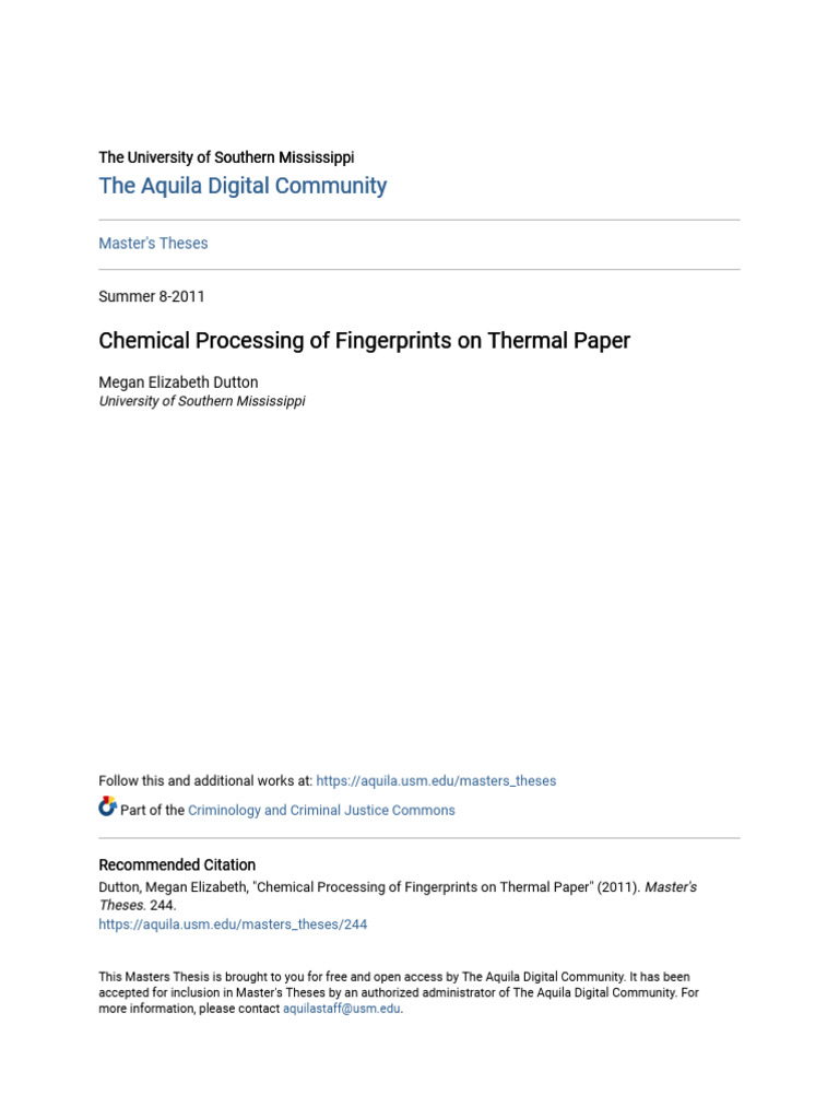 Chemical Processing of Fingerprints On Thermal Paper | PDF ...
