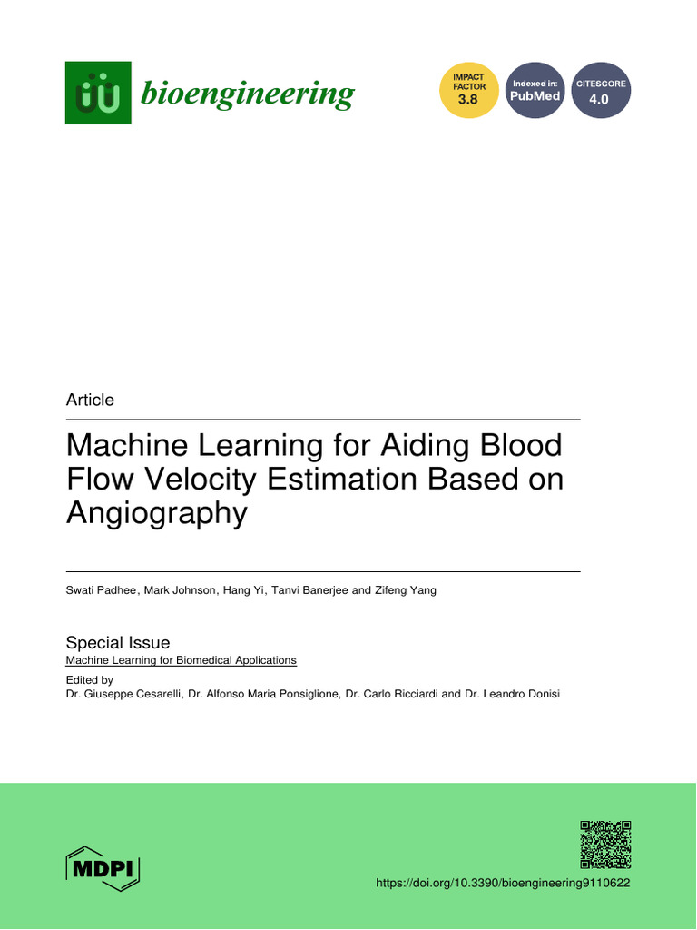 Machine Learning For Aiding Blood Flow Velocity Estimation Based On Angiography | PDF | Machine ...
