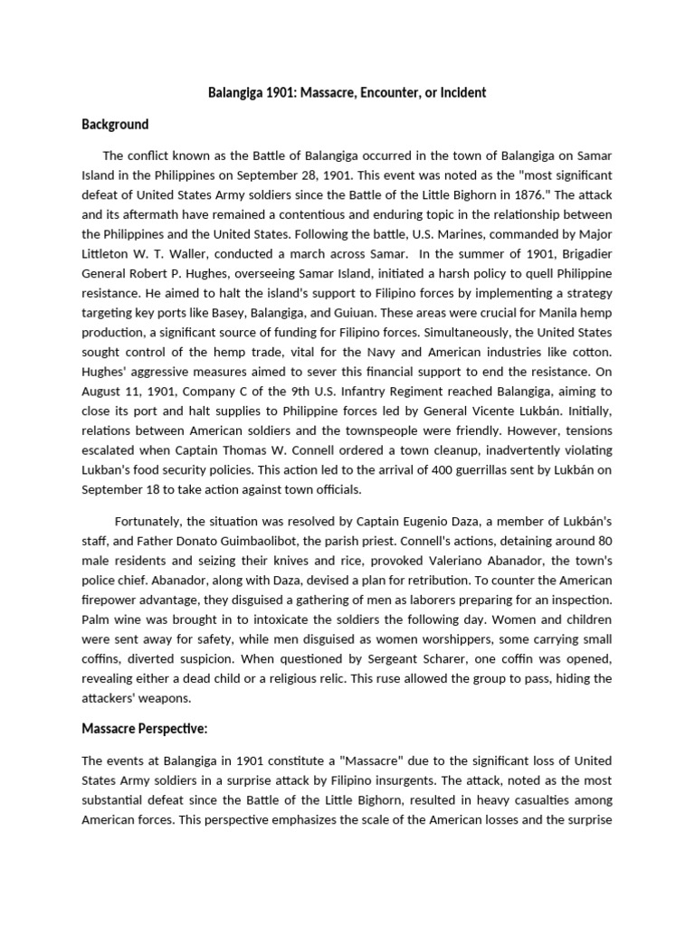 Balangiga 1901: Massacre or Encounter? | PDF | Military