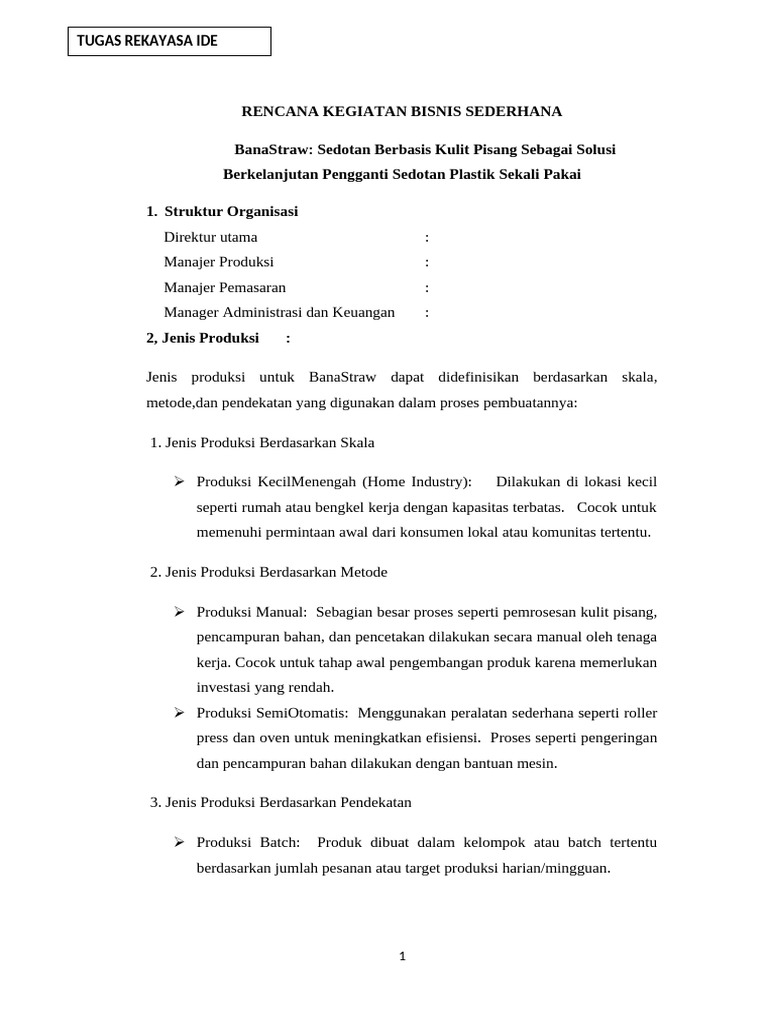 Rekaya Ide BanaStraw | PDF