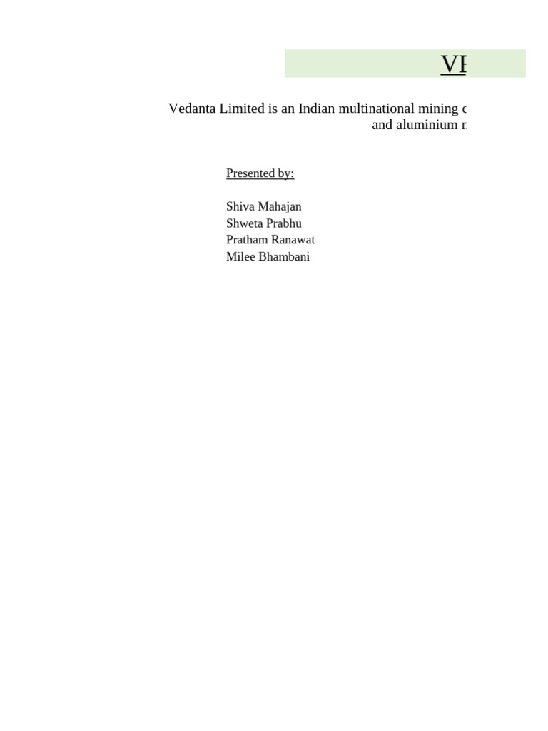 FM - PROJECT_Vedanta Ltd | PDF | Expense | Equity (Finance)