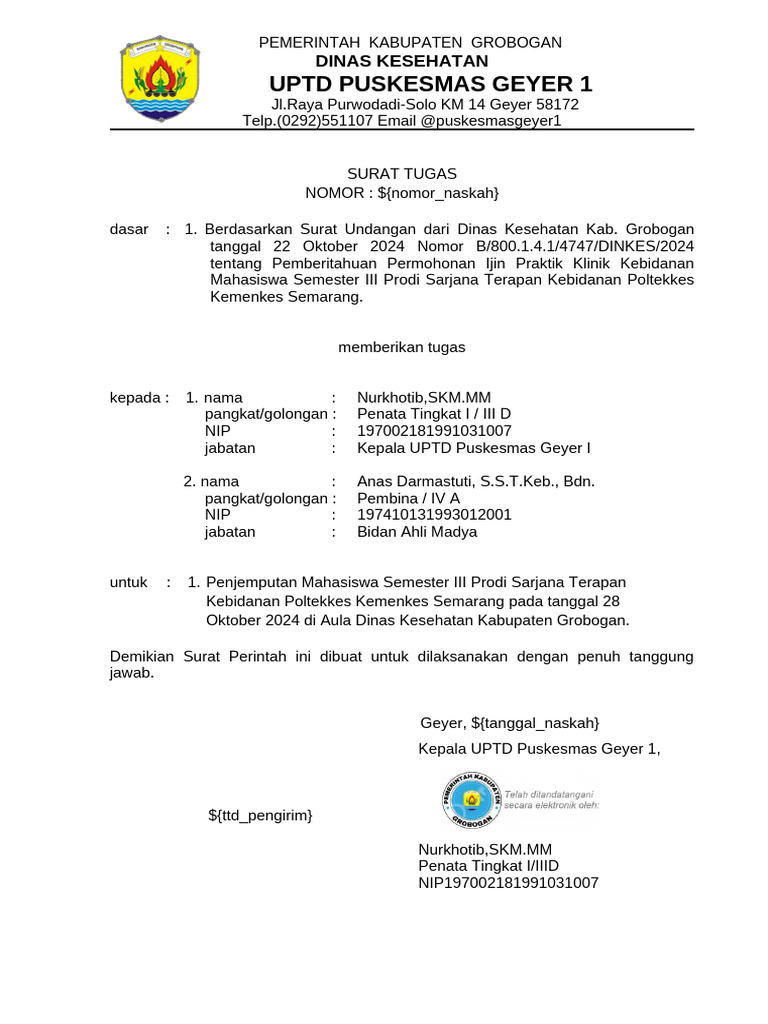 Surat Tugas Srikandi Anas | PDF