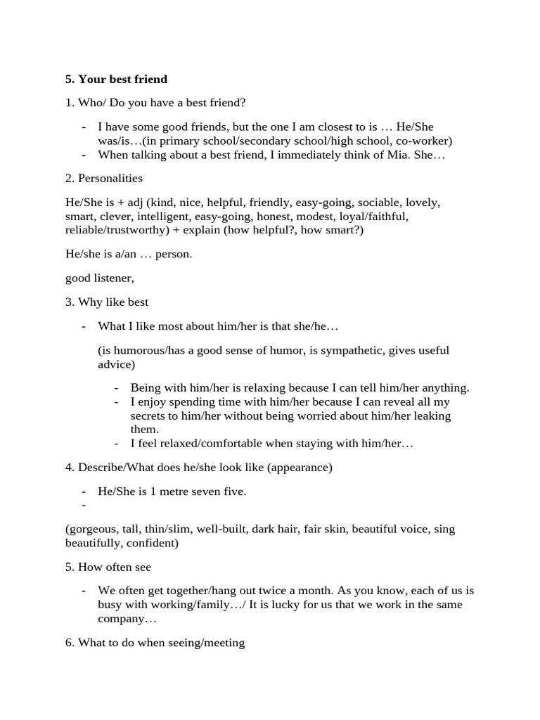 Topic 5 - Your Best Friend | PDF