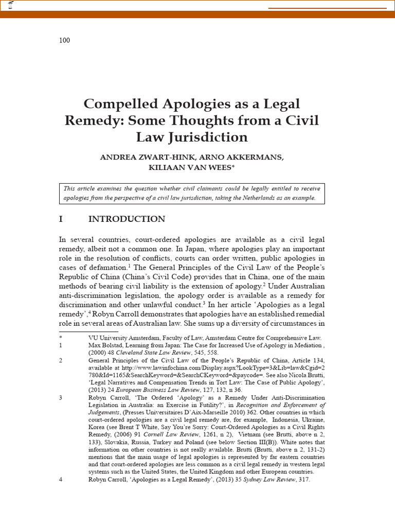 Compelled Apologies As A Legal Remedy | PDF | Damages | Legal Remedy