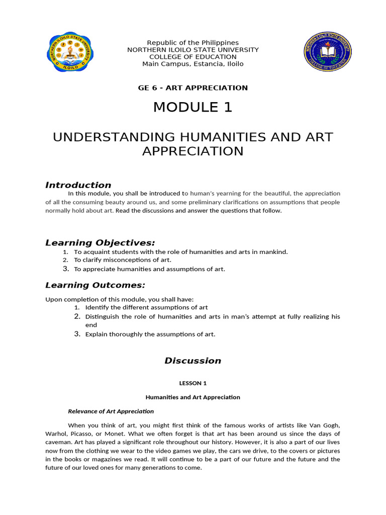 Ge 6 - Art Appreciation (Module 1) | PDF | Art History | Experience