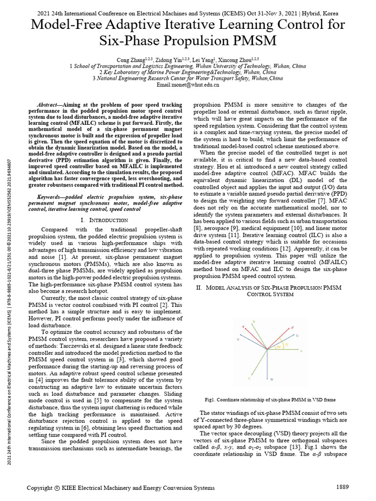Model-Free Adaptive Iterative Learning Control For Six-Phase Propulsion PMSM | PDF | Torque ...