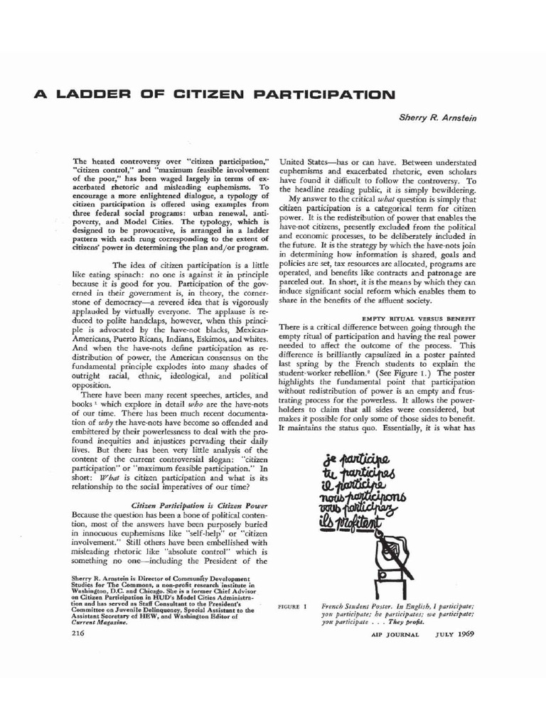 1969, Arnstein, Ladder of Participation | PDF