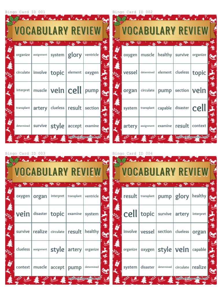 Vocabulary Review Bingo-3 | PDF