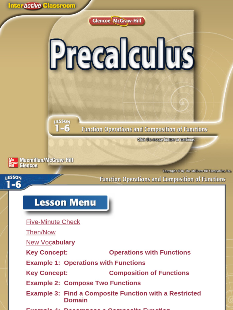 Precalculus 1-6 Functions Operations and Composition of Functions | PDF ...