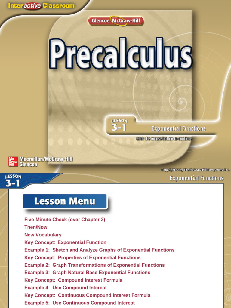 Precalculus 3-1 Exponential Function | PDF | Exponential Function ...