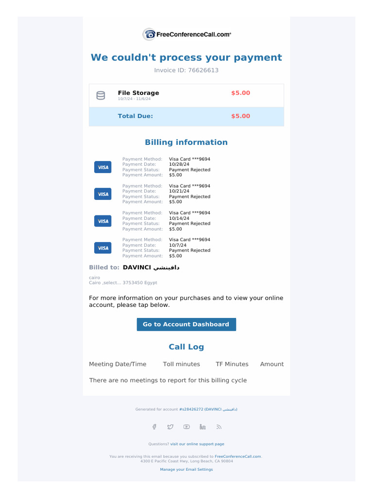 We Couldn't Process Your Payment: Billing Information | PDF
