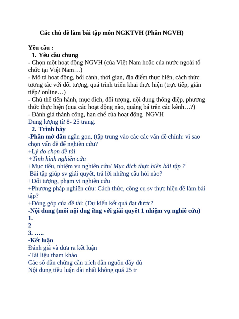 Yeu Cau Lam Tieu Luan NGVH | PDF