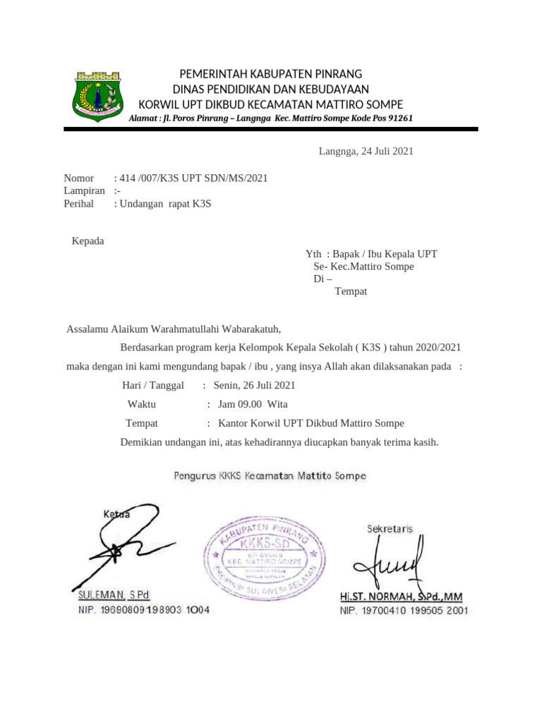 Undangan K3S BLN 7 | PDF