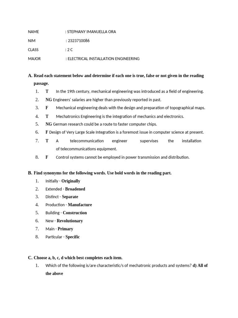 Electrical Engineering Quiz Answers | PDF