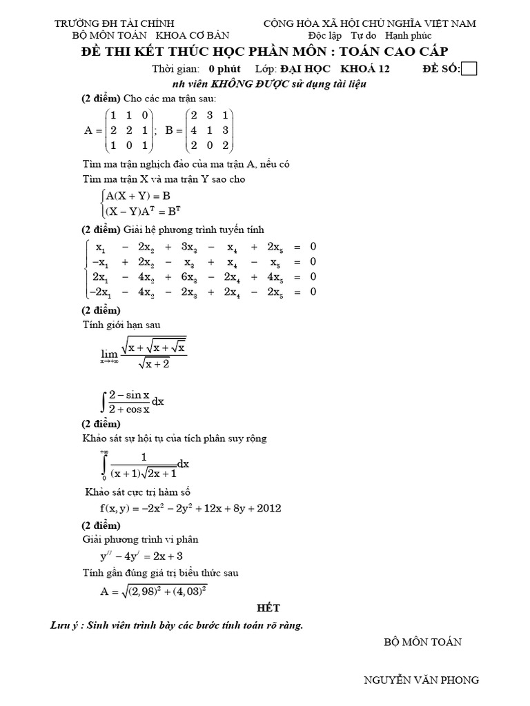 De Thi TCC 06 DT | PDF