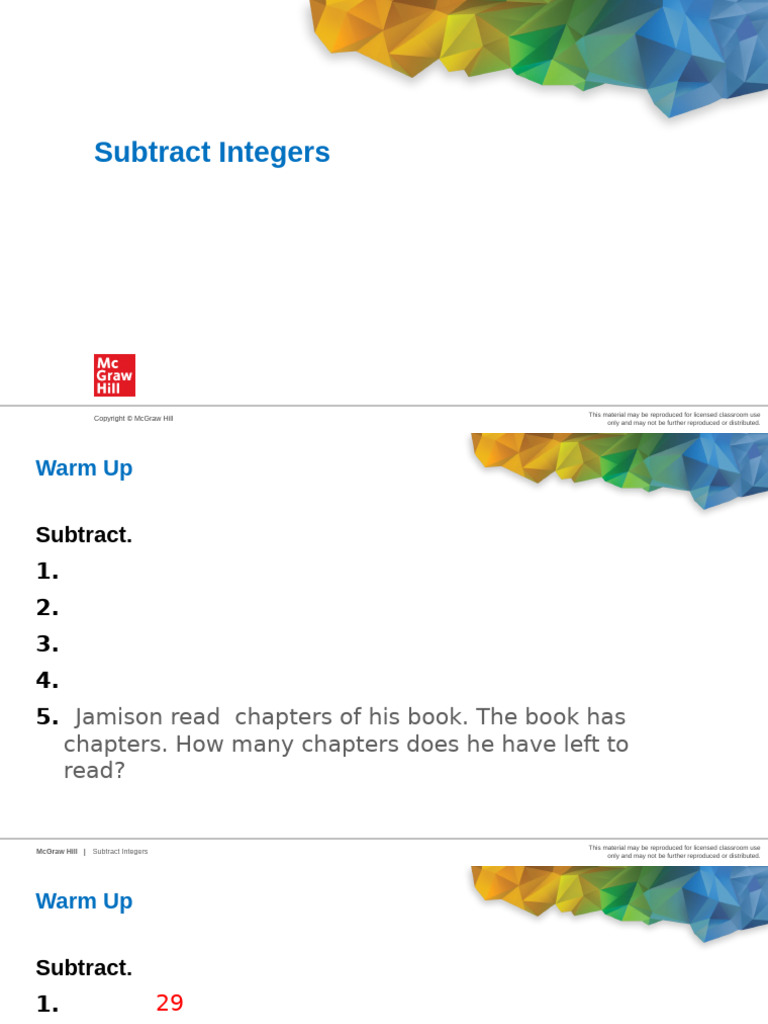 Subtract Integers | PDF | Subtraction | Numbers