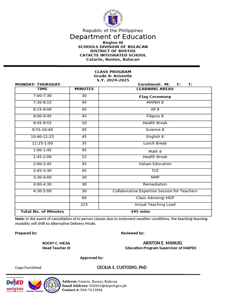 Class Program Long Session-G8 | PDF | Philippines