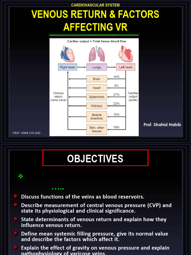 L8) Venous Return - Factor Effecting VR | PDF | Vein | Atrium (Heart)