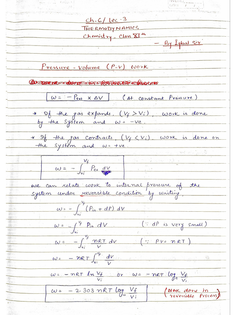 Lec 3 Thermodynamics | PDF