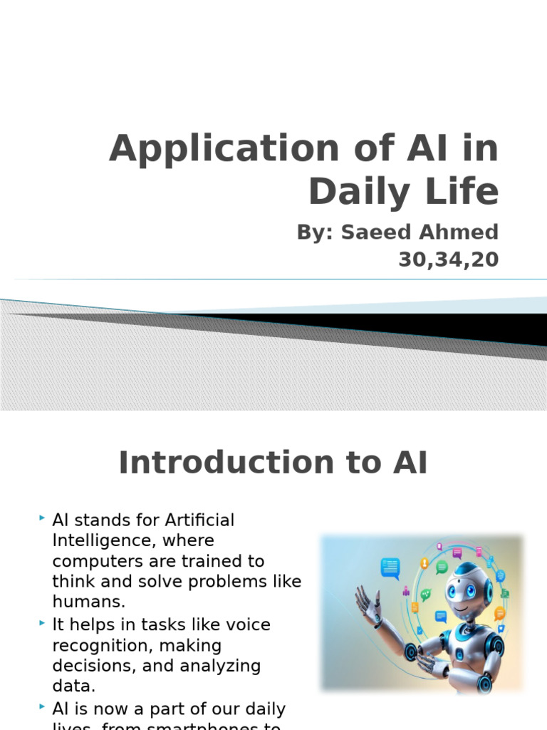 Application of AI in Daily Life by Saeed | PDF | Artificial ...