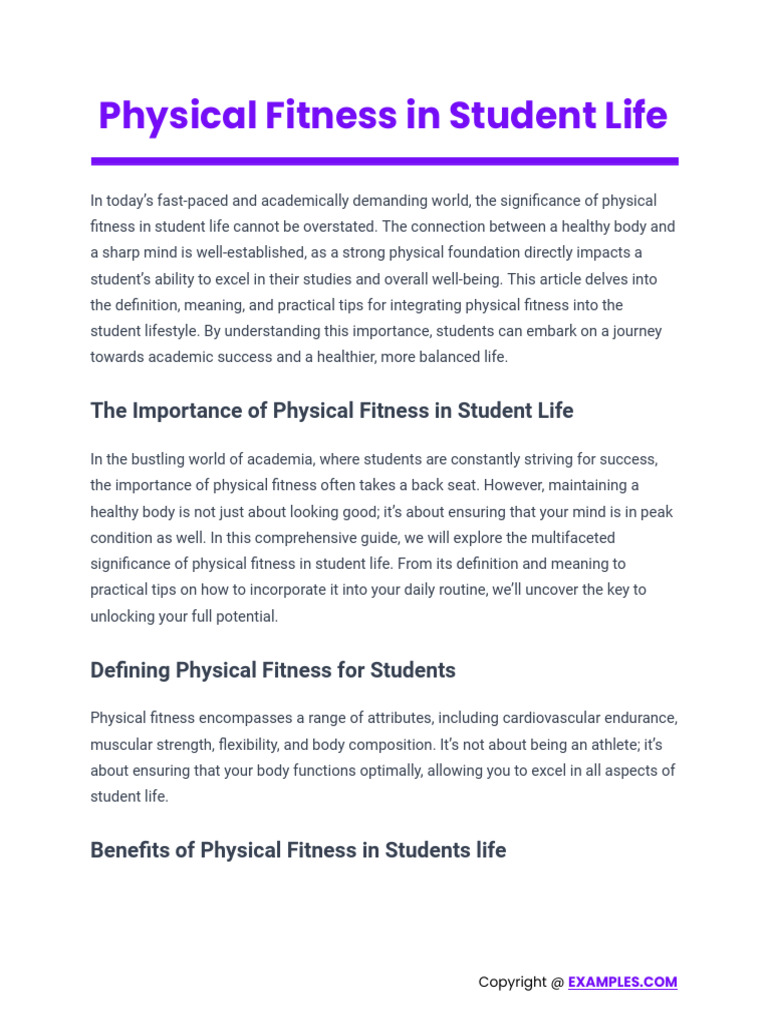 Physical Fitness in Student Life | PDF | Physical Fitness | Sleep