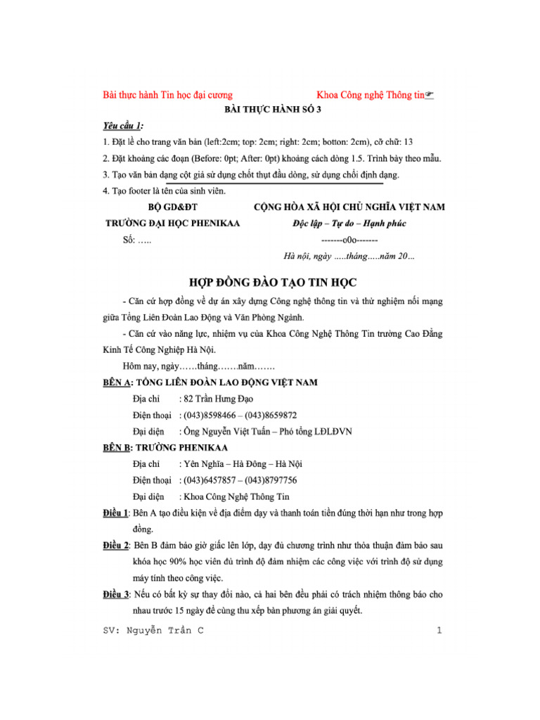 BTTH Tinhoc B03 | PDF