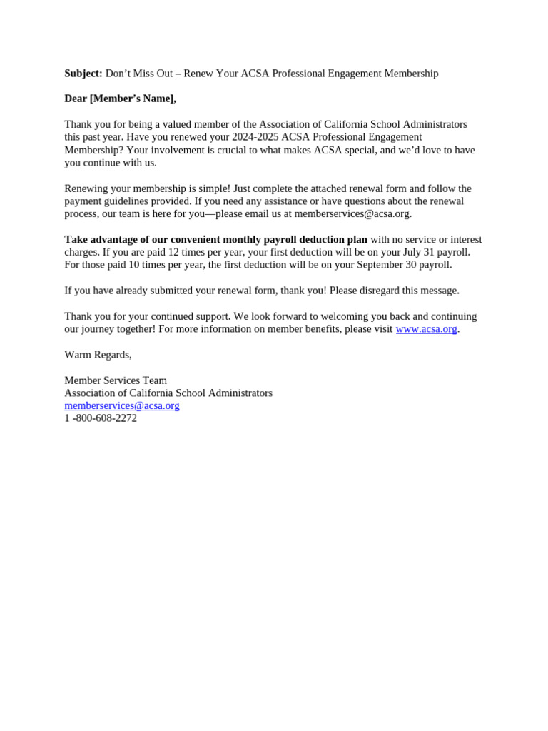 Email Template For Renewal 2nd | PDF