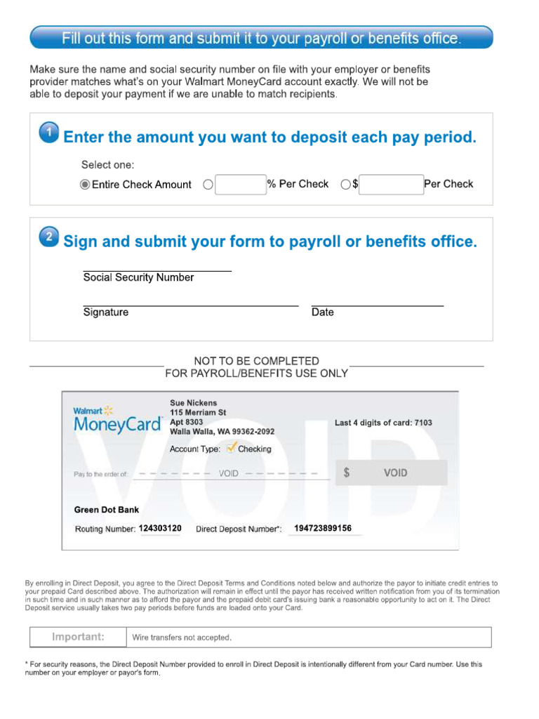 Walmart Direct Depost | PDF
