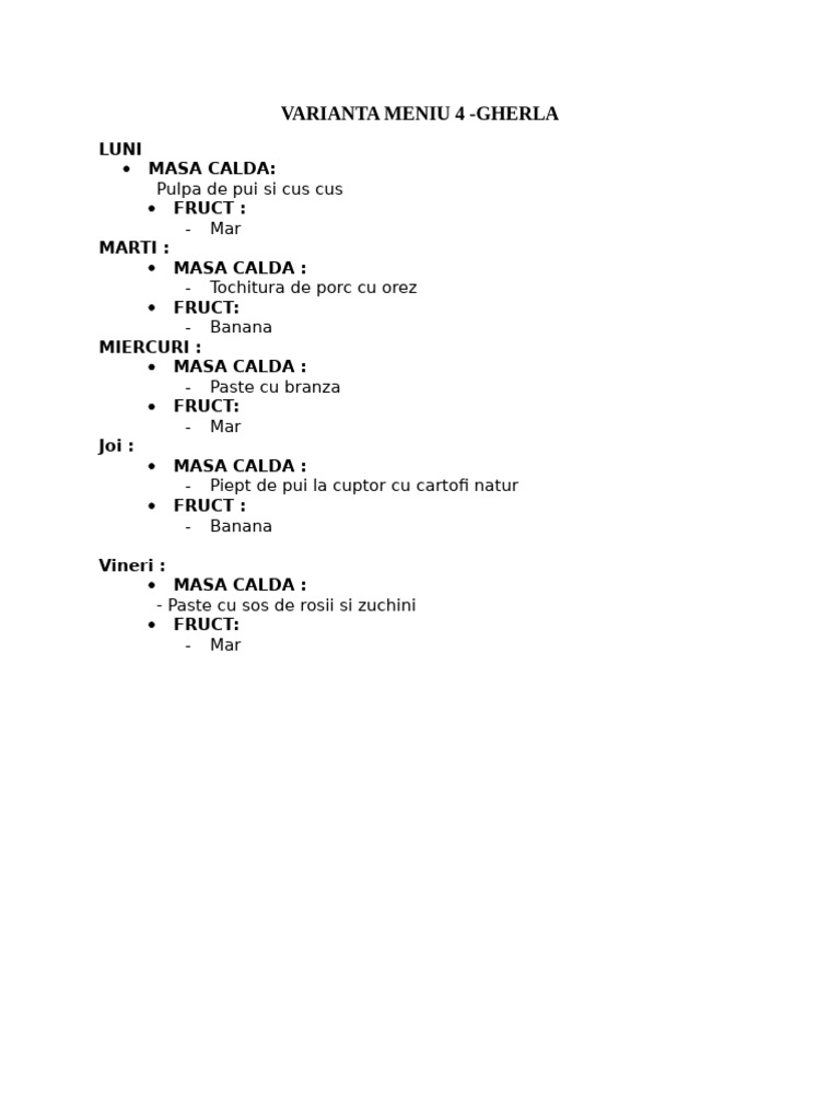 Varianta Meniu 4 | PDF