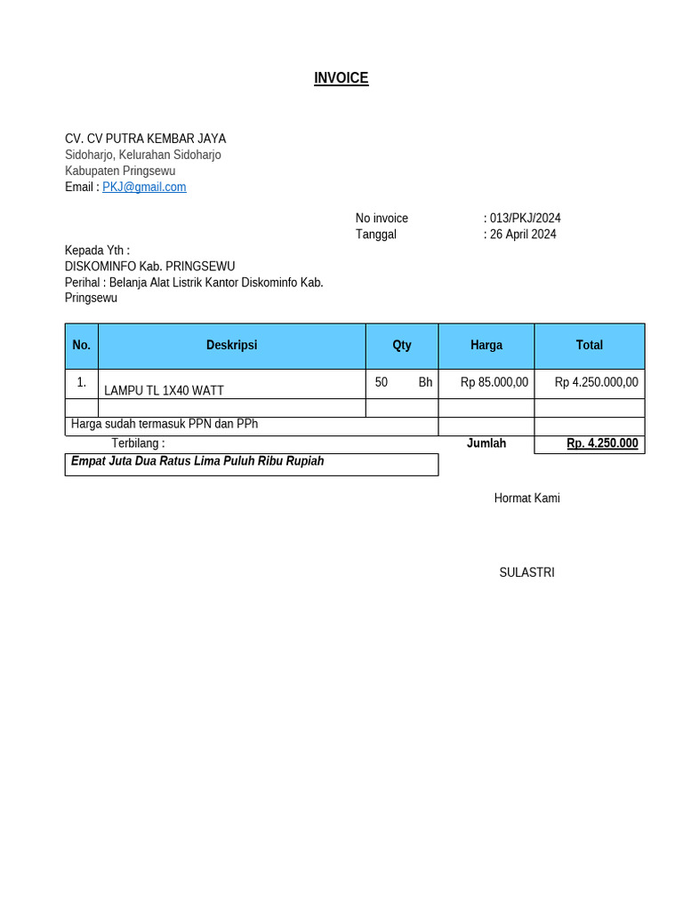 INVOICE ATK Perencanaan | PDF